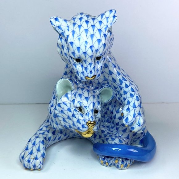 Herend | Art | Herend Porcelain Lion Cubs Rust Fishnet Figurine | Poshmark